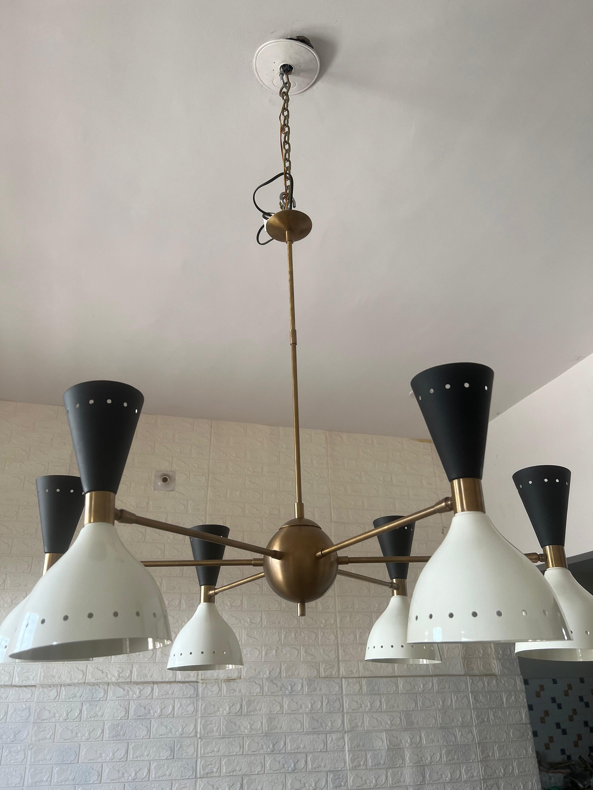 1950s Mid Century Modern Stilnovo Sputnik Chandelier 12 Light 6 Arm ...