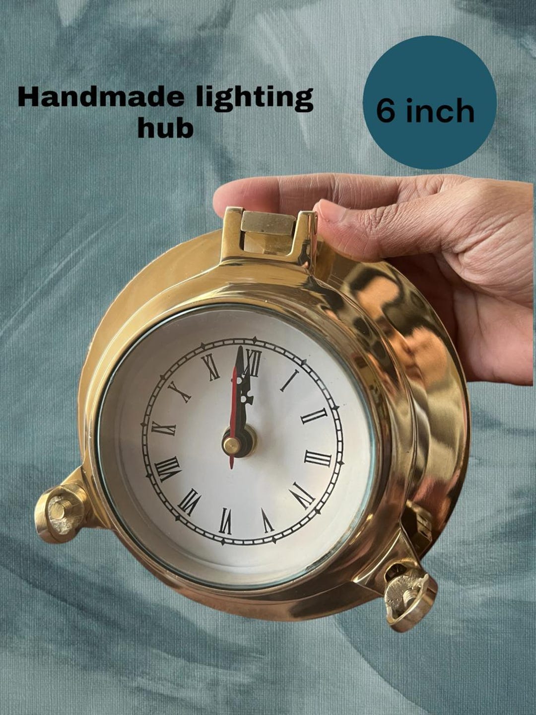 Nautical Brass Ship Porthole Wall Clock Roman White Display–6" Silent ...