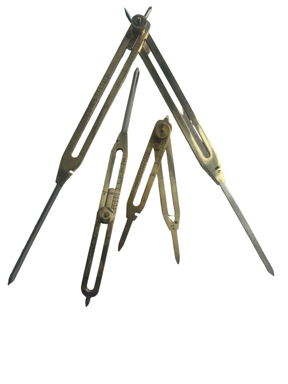 Set of 3 Proportional Brass Compass Work Engineering Drafting Tools 6 ...