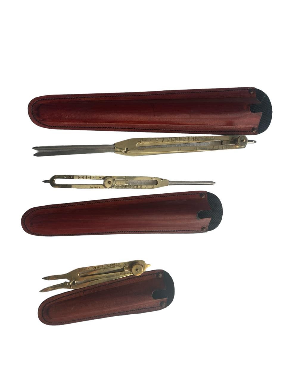 Set of 3 Proportional Brass Compass Work Engineering Drafting Tools 6 ...