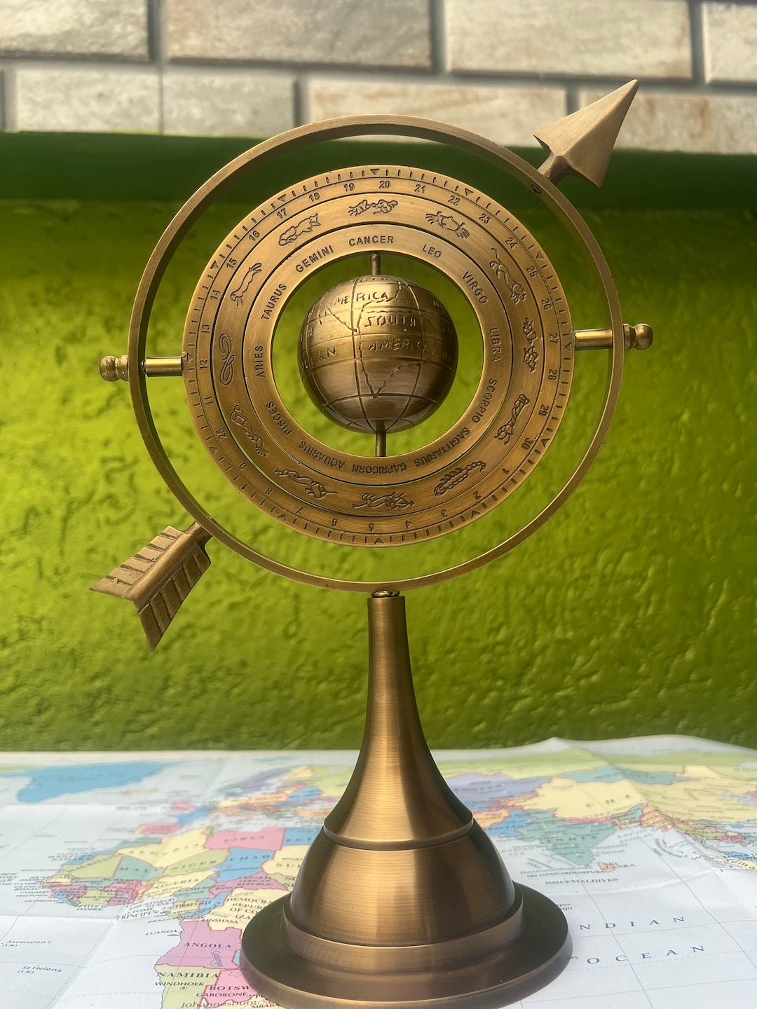 Brass Armillary Sphere – Celestial Globe Astrolabe | Nautical Desk ...
