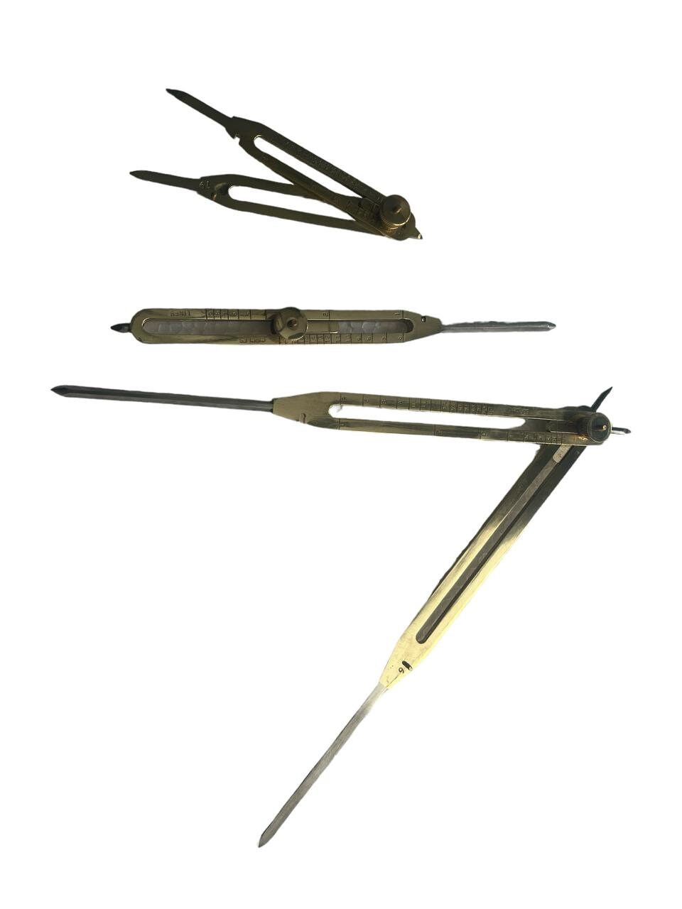 Set of 3 Proportional Brass Compass Work Engineering Drafting Tools 6 ...