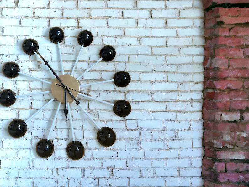 Mid Century Modern George Nelson Ball Wall Clock Replica Colorful/black ...
