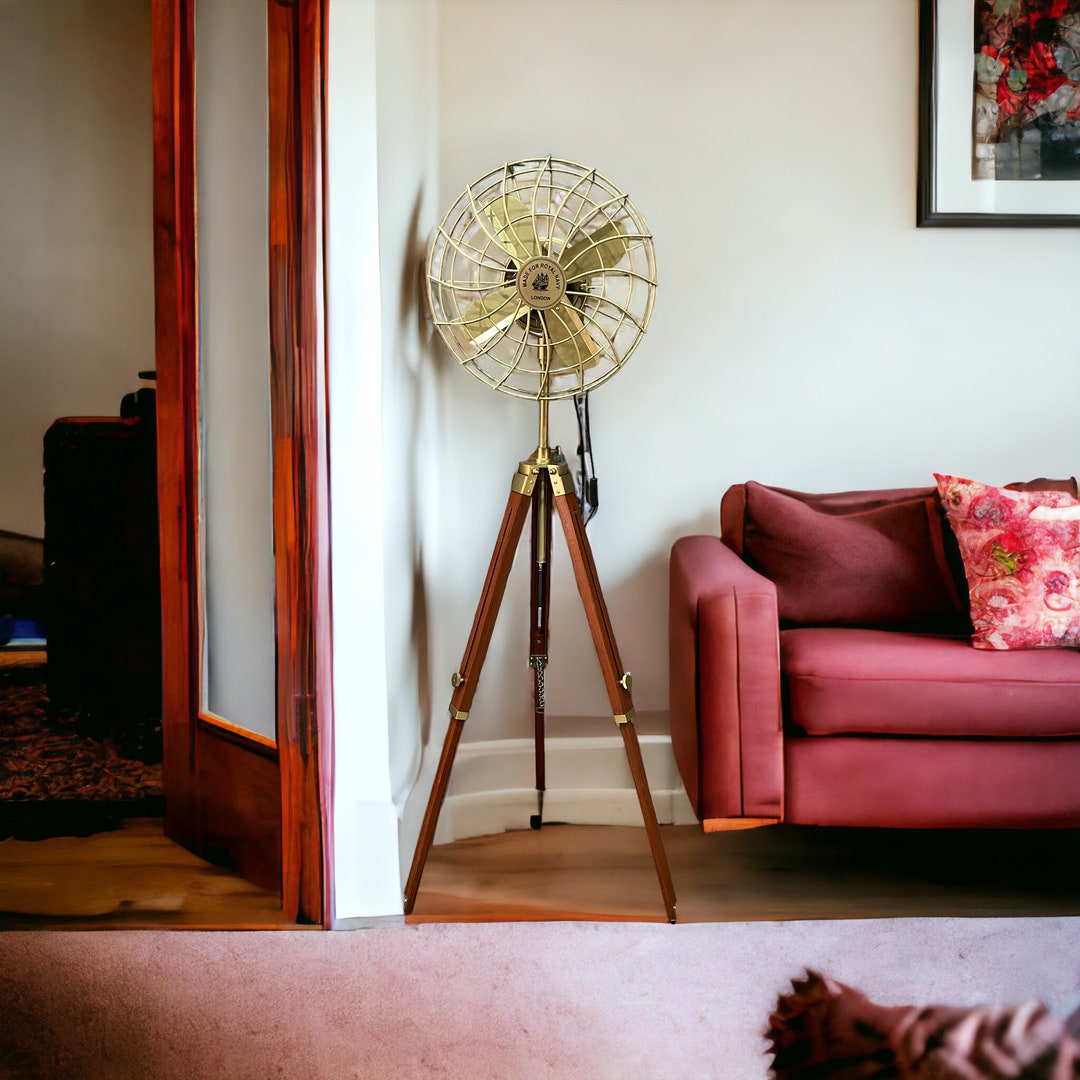 Handmade Nautical Wooden Tripod Floor Fan | Modern Designer Pedestal ...