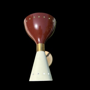 1950s Mid Century Italian Diablo Wall Sconce maroon & White Brass ...