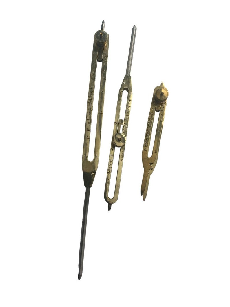 Set of 3 Proportional Brass Compass Work Engineering Drafting Tools 6 ...