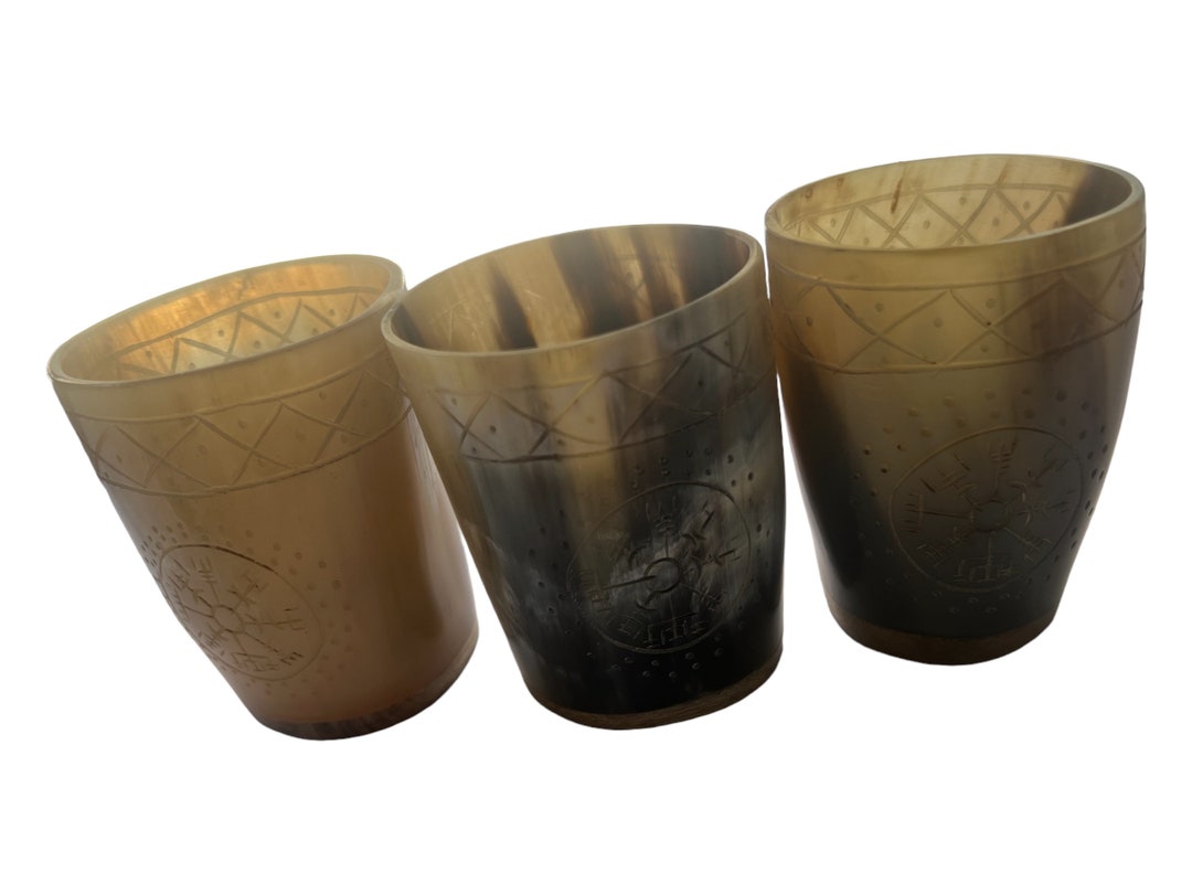 Personalized Viking Ox Horn Cup Set Drinking Horn Shot Glasses, Genuine ...