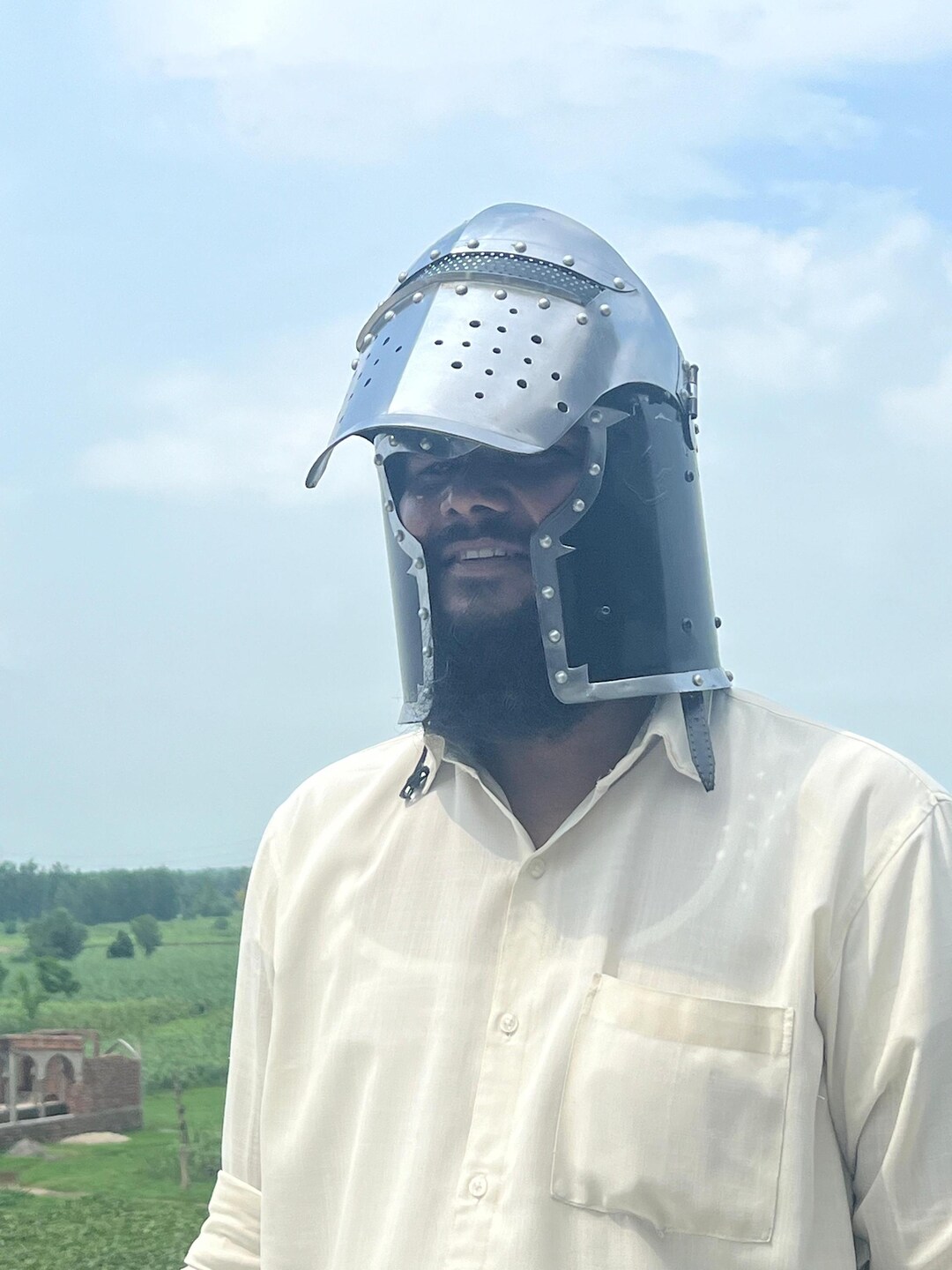 Medieval Barbute Helmet With Visor Historical Armor Replica T Medieval ...