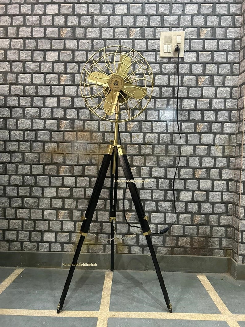 Handmade Nautical Wooden Tripod Floor Fan | Modern Designer Pedestal ...