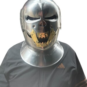 Demonic Skull Helmet: 18 Gauge Steel Knight Armor With Brass Teeth - Etsy