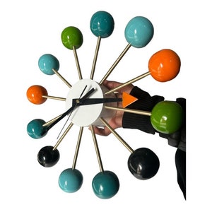 George Nelson Style Wood Ball Clock Replica: Mid-century Modern Wall ...