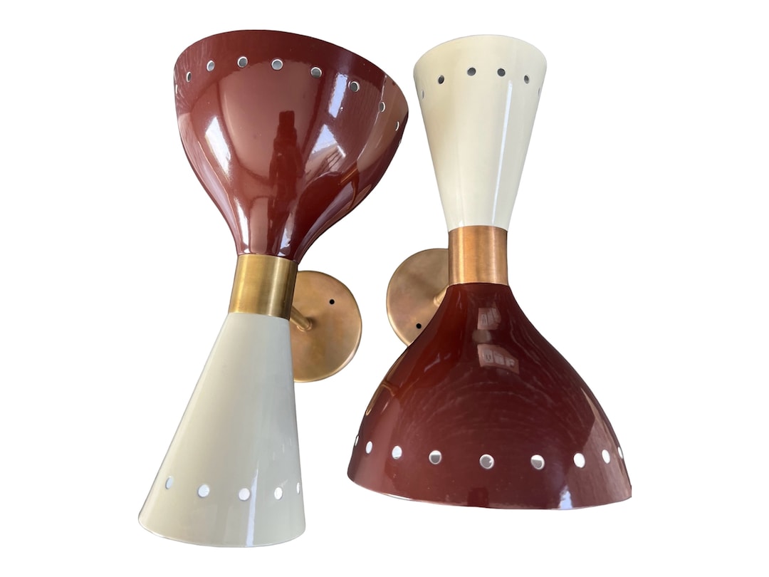 1950s Mid Century Italian Diablo Wall Sconce maroon & White Brass ...