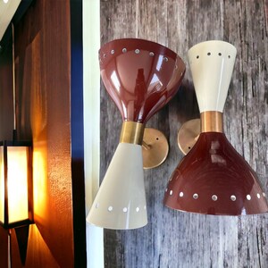 1950s Mid Century Italian Diablo Wall Sconce maroon & White Brass ...