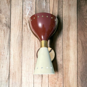 1950s Mid Century Italian Diablo Wall Sconce maroon & White Brass ...