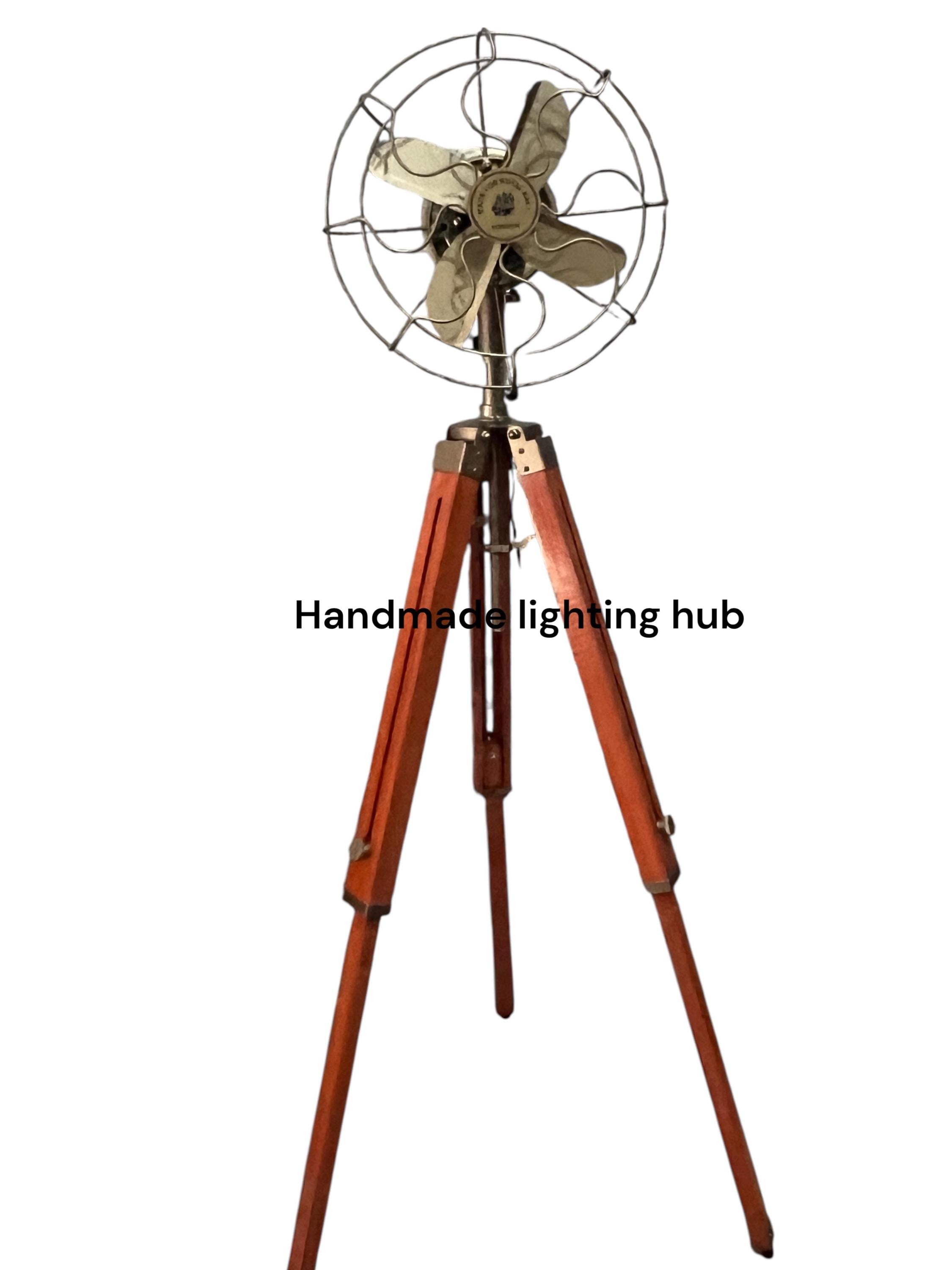Brown Wooden Tripod Floor Fan: Modern Oscillating Pedestal Fan - Etsy