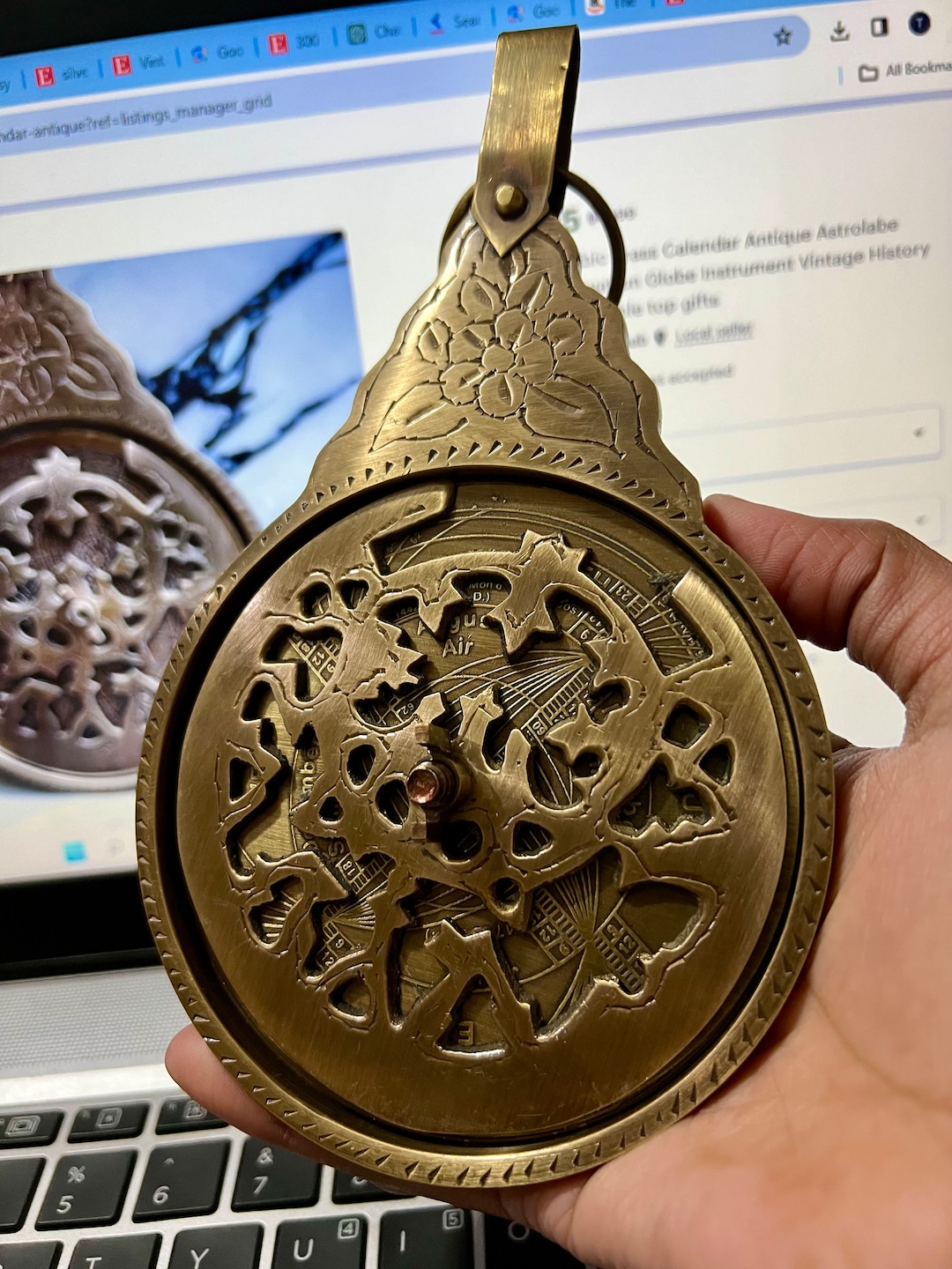 Brass Astrolabe Calendar: English/arabic Navigation Instrument Replica ...