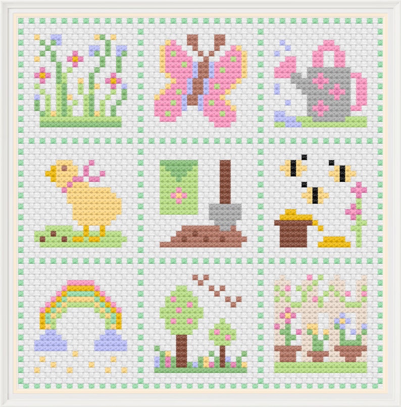 Easy Spring Sampler Cross Stitch Pattern PDF - Etsy