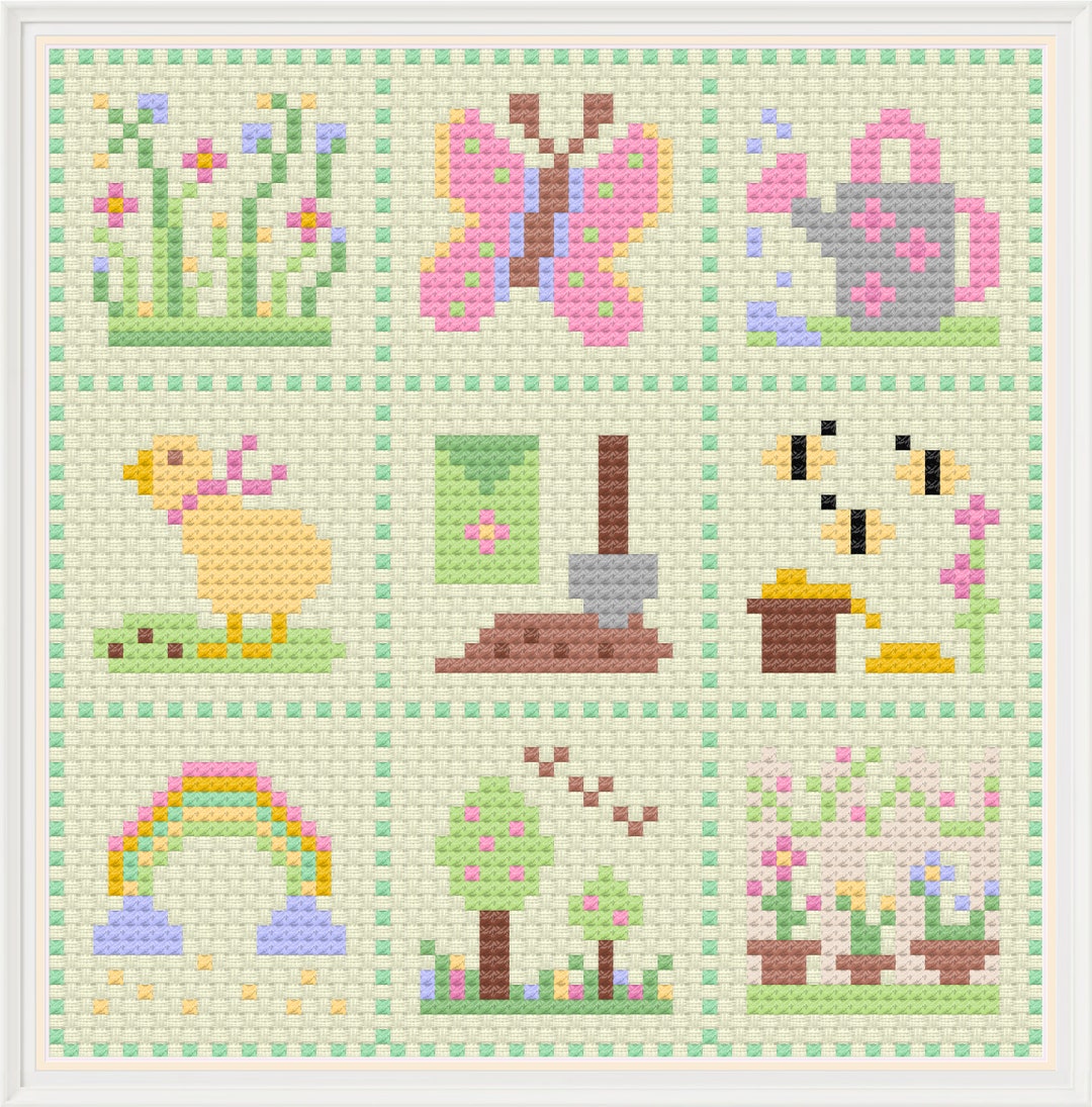Easy Spring Sampler Cross Stitch Pattern PDF - Etsy