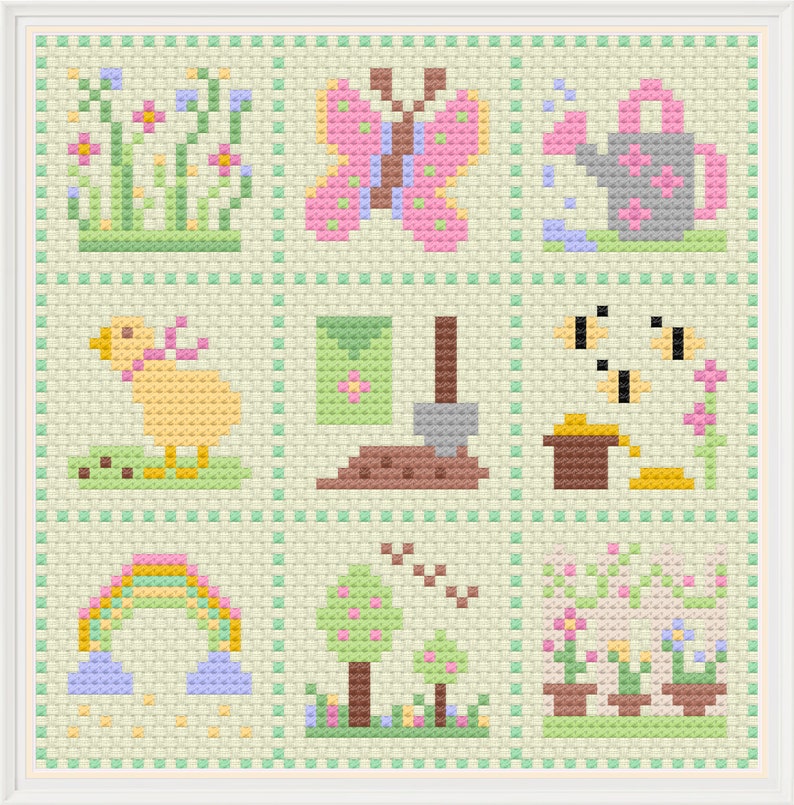 Easy Spring Sampler Cross Stitch Pattern PDF - Etsy