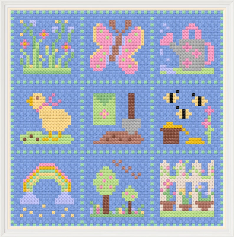 Easy Spring Sampler Cross Stitch Pattern PDF - Etsy