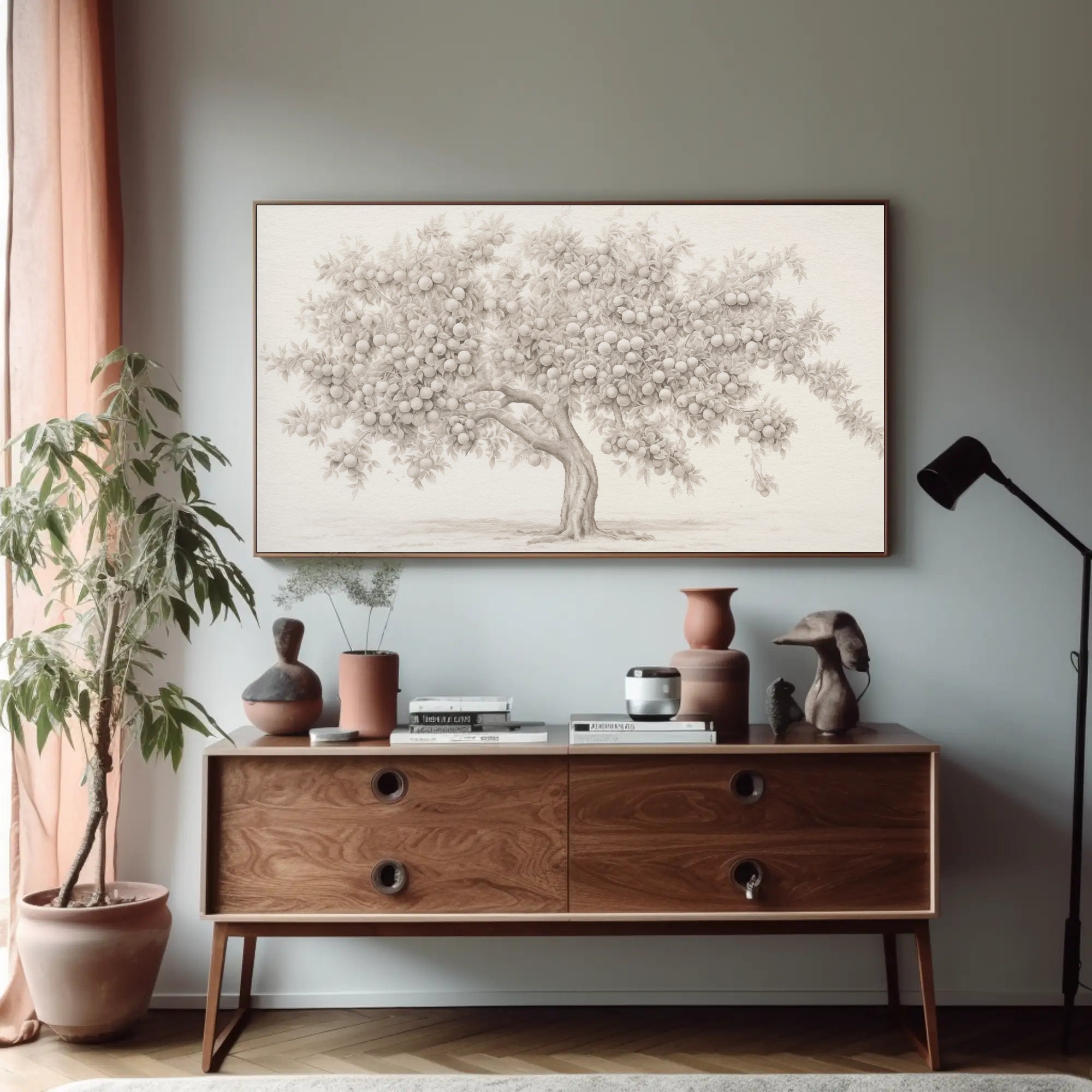 Detailed Pencil Drawing of Apple Tree With Ripe Apples, PRINTABLE ...