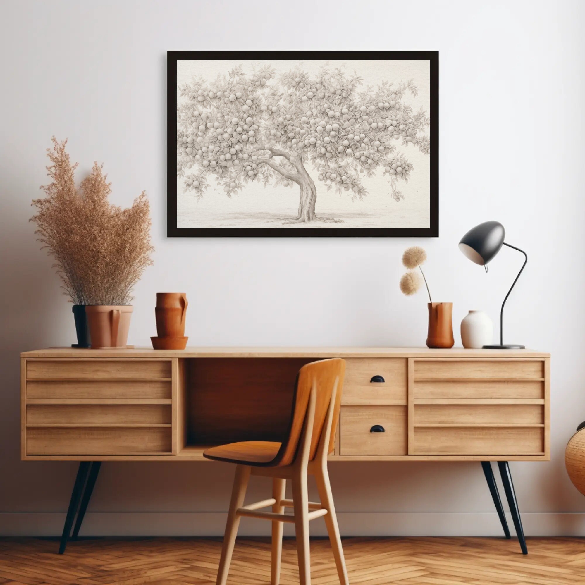 Detailed Pencil Drawing of Apple Tree With Ripe Apples, PRINTABLE ...