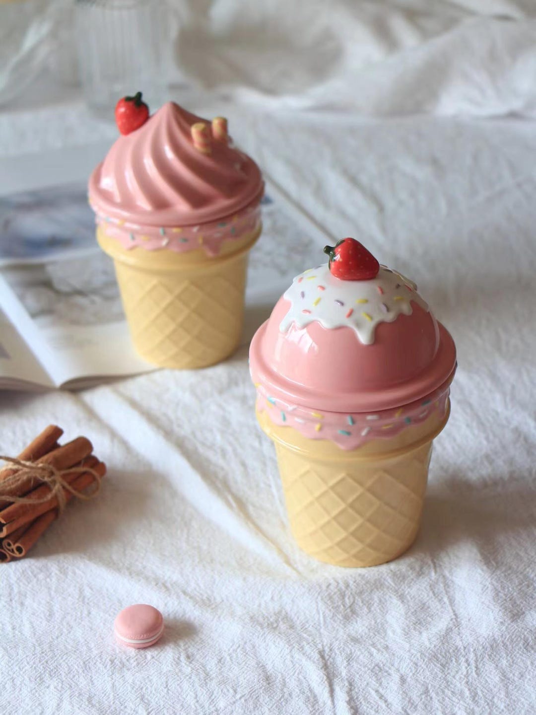 Handmade Ice Cream Cone Mug With Lid: Ceramic Dessert Cup - Etsy