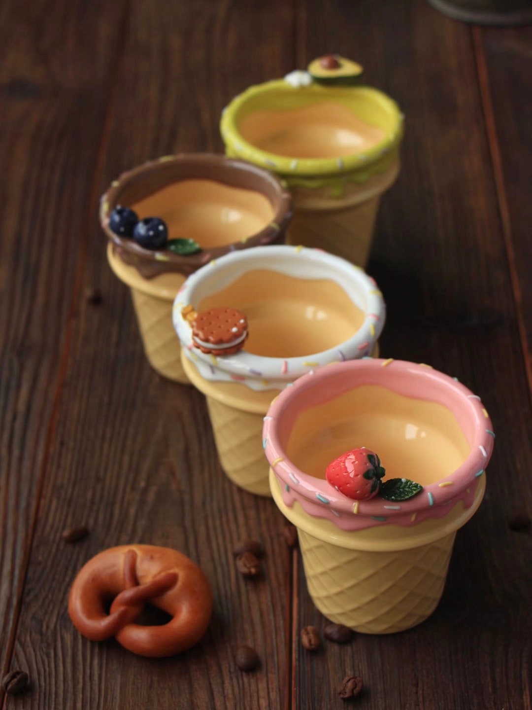 Handmade Ice Cream Cone Mug: Ceramic Fruit Dessert Cup - Etsy