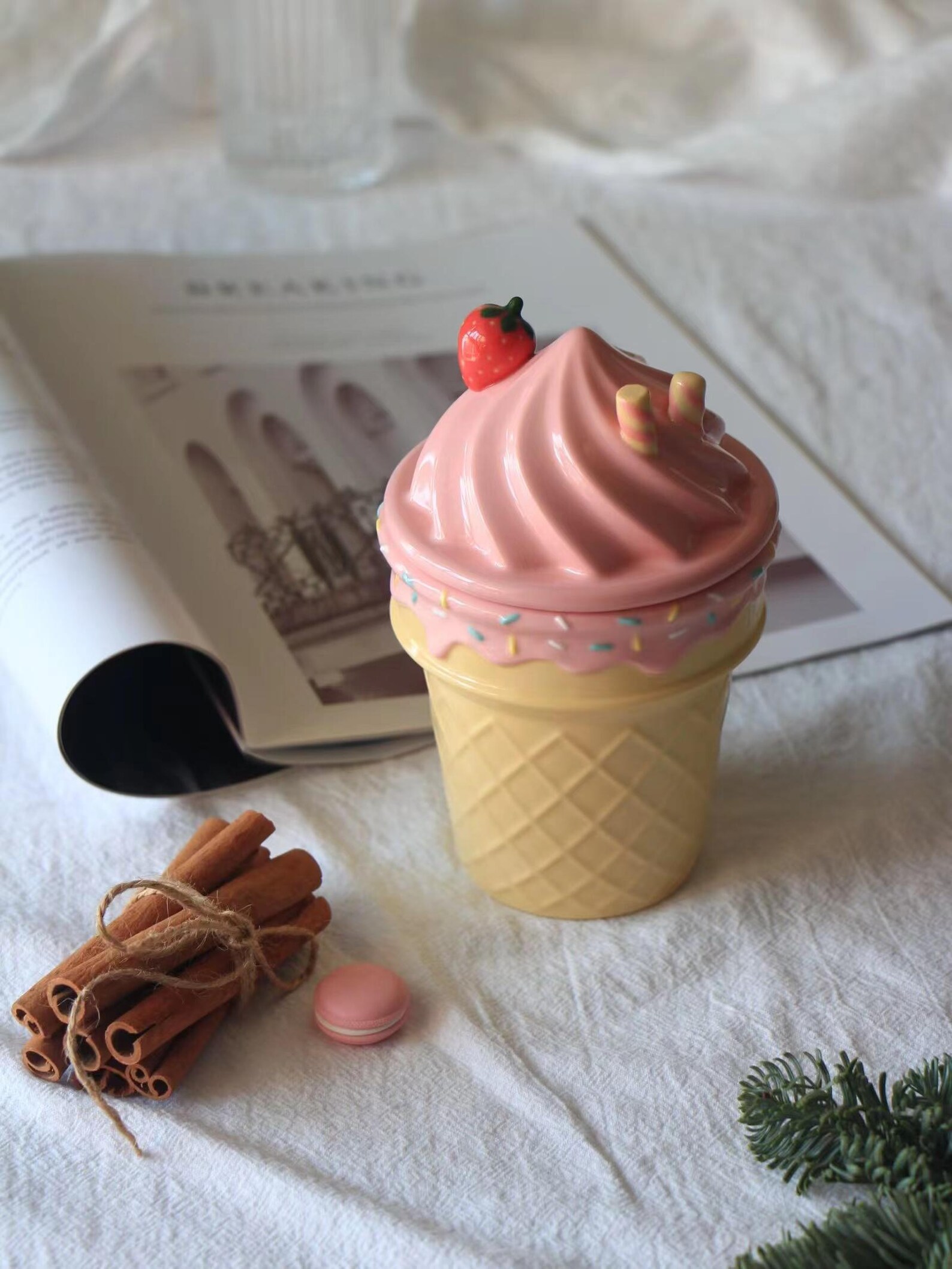 Handmade Ice Cream Cone Mug With Lid: Ceramic Dessert Cup - Etsy UK
