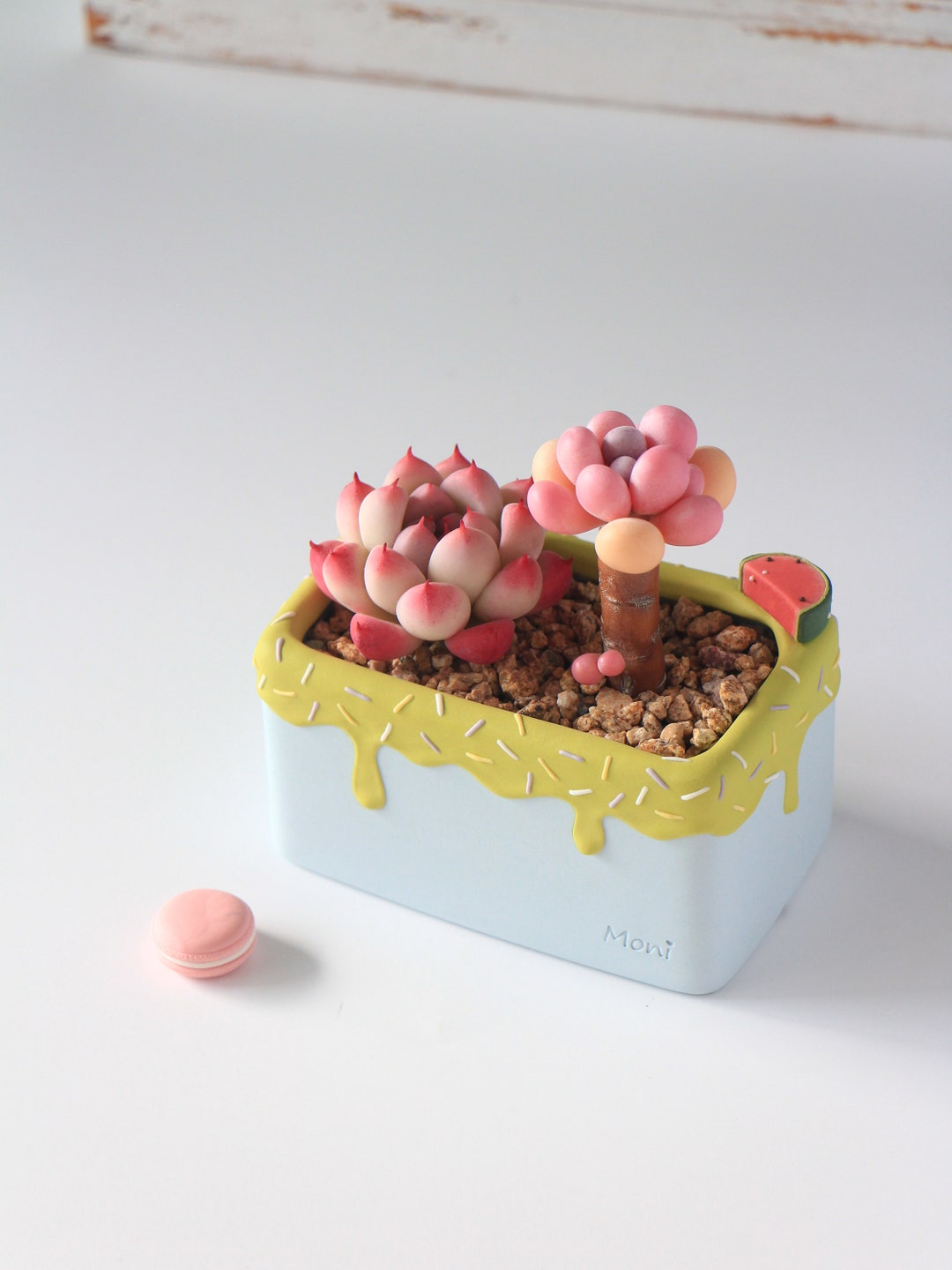 Handmade Dessert-style Ceramic Planter: Fruit & Whipped Cream Design - Etsy
