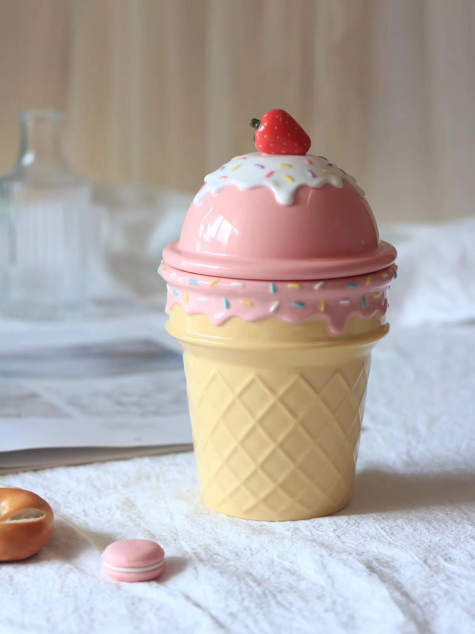 Handmade Ice Cream Cone Mug With Lid: Ceramic Dessert Cup - Etsy UK