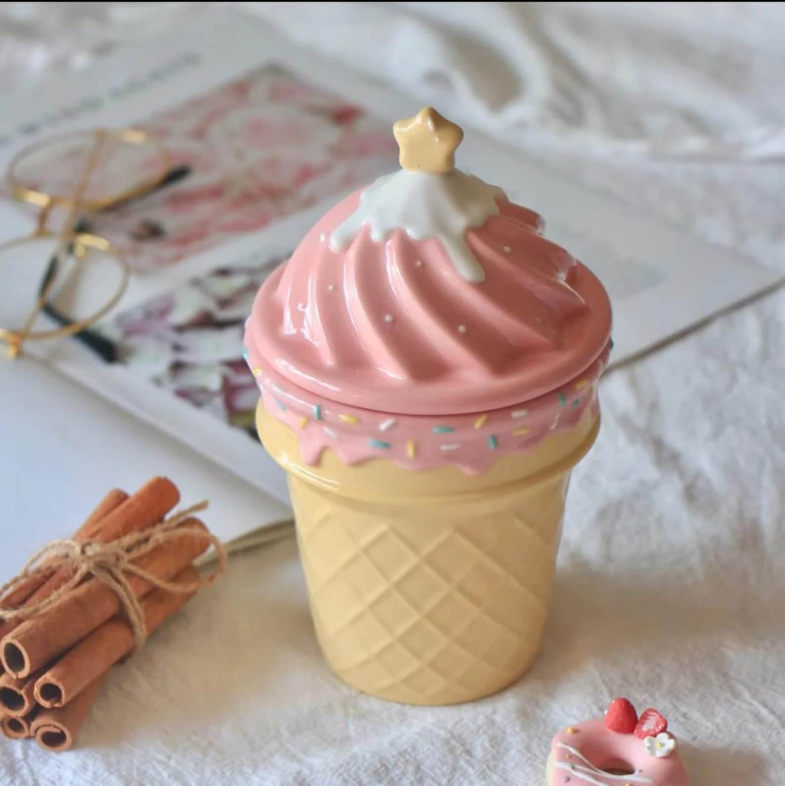 Handmade Ice Cream Cone Mug With Lid: Ceramic Dessert Cup - Etsy UK