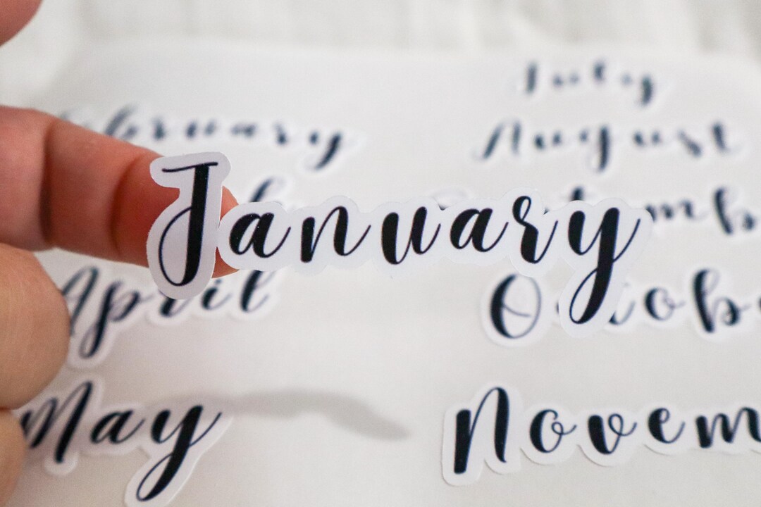 Cursive, Script, Monthly Header Stickers, Calendar, Planner, Bullet ...