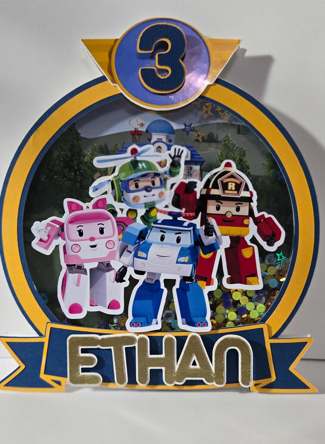 Robocar Poli Inspired Cake Topper, Children Birthday Decoration ...