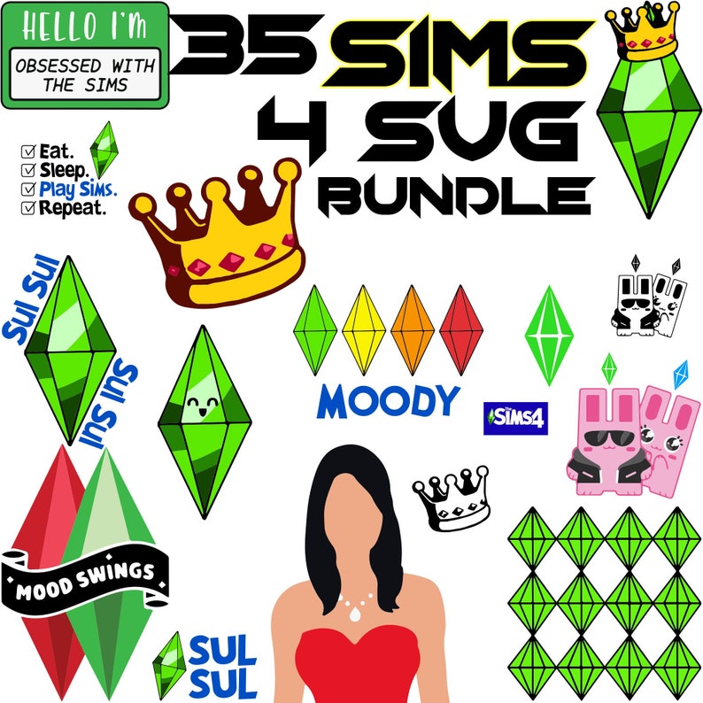 Sims Sticker Cute Plumbob Svg Printable Sticker Pack High-quality Print ...