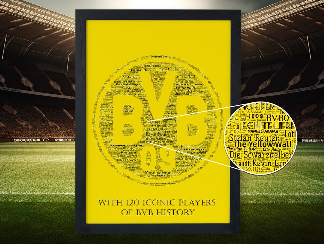 Borussia Dortmund Iconic Players Word Cloud Poster, Dortmund Poster ...
