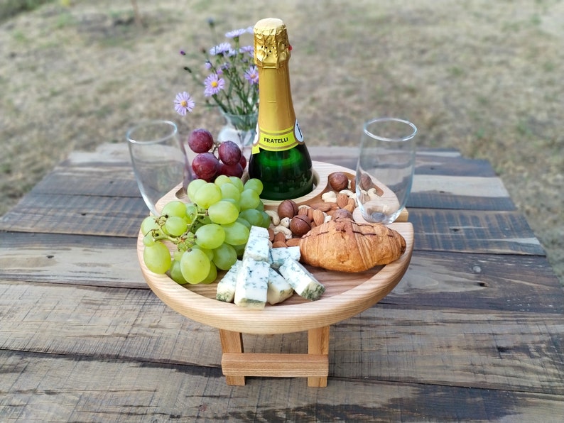 Outdoor Wine Stand - Round Wooden Table for Wine Lovers - Etsy