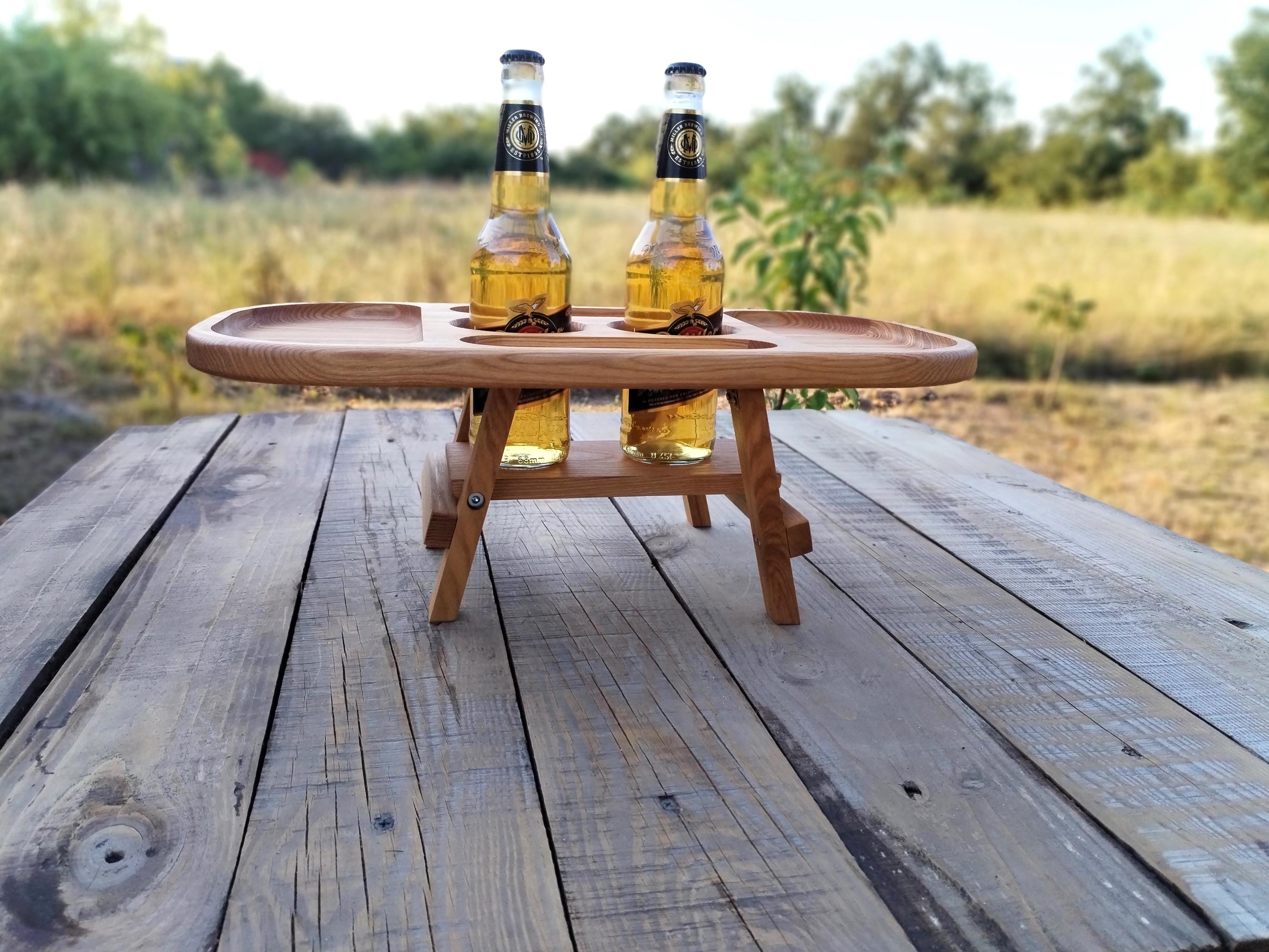 Portable Beer Drink Table, Personalized Beer Bottle Holder, Unique Beer ...