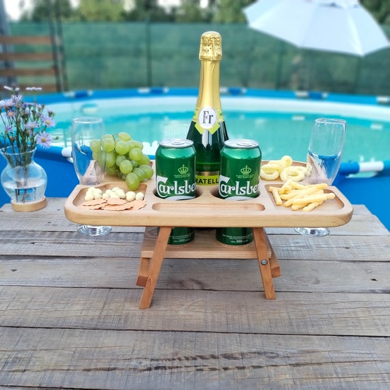 Beer Picnic Table 3 Piece Outdoor Patio Dining Table Set With 2
