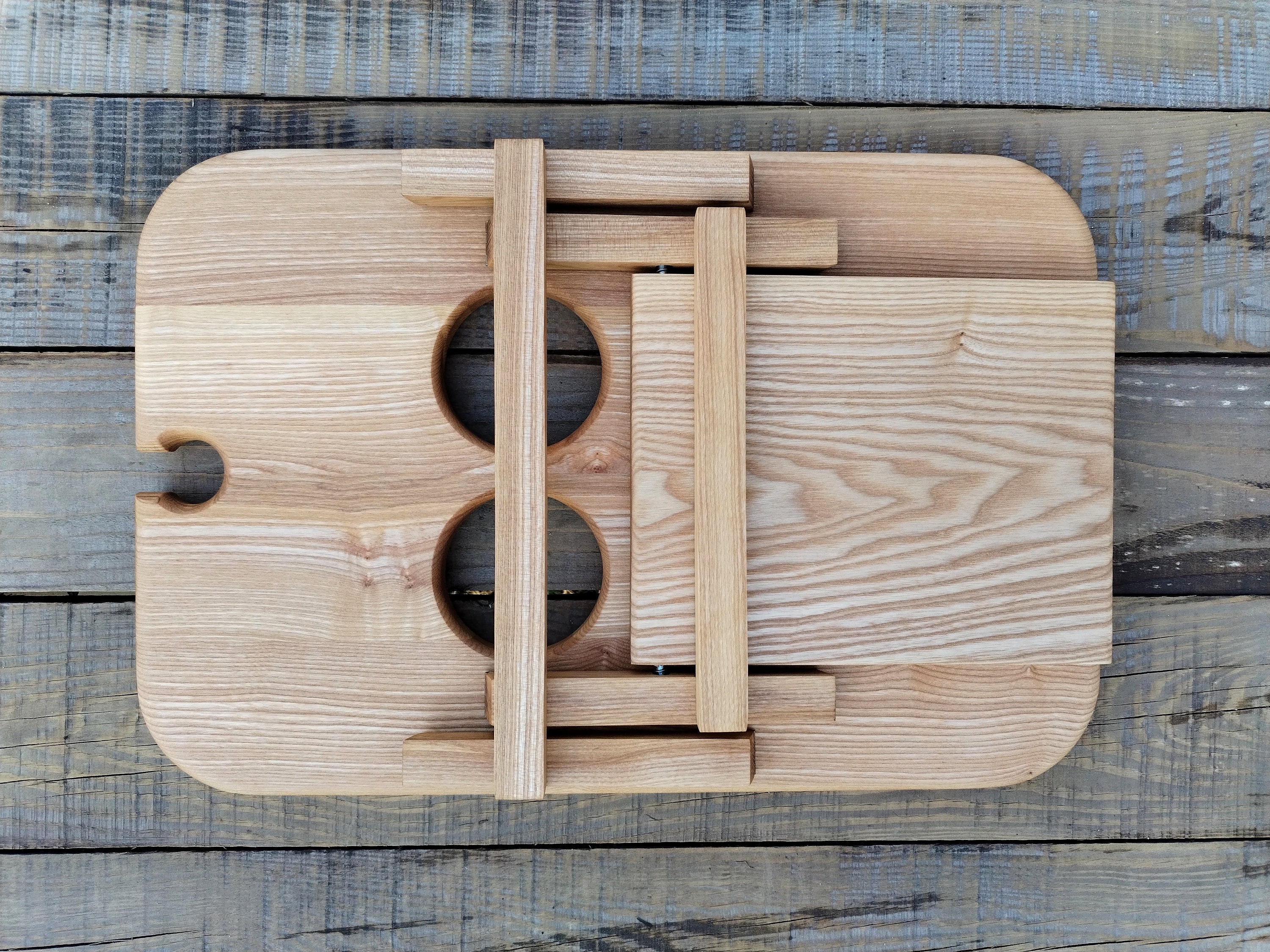 Wooden Beer Holder, Portable Drink Beer Table, Folding Picnic Table ...