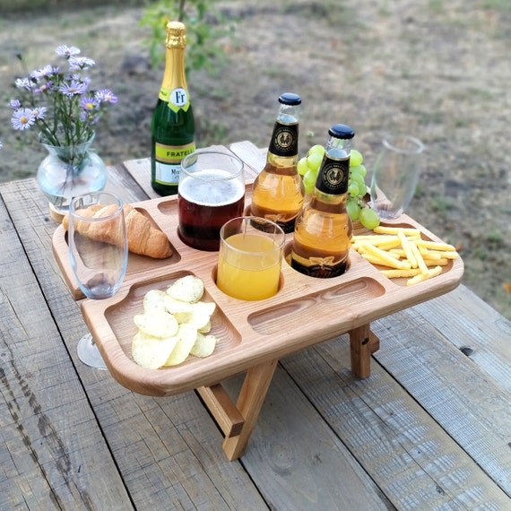 Beer Picnic Table 3 Piece Outdoor Patio Dining Table Set With 2