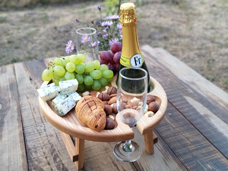 Outdoor Wine Stand Round Wooden Table for Wine Lovers - Etsy