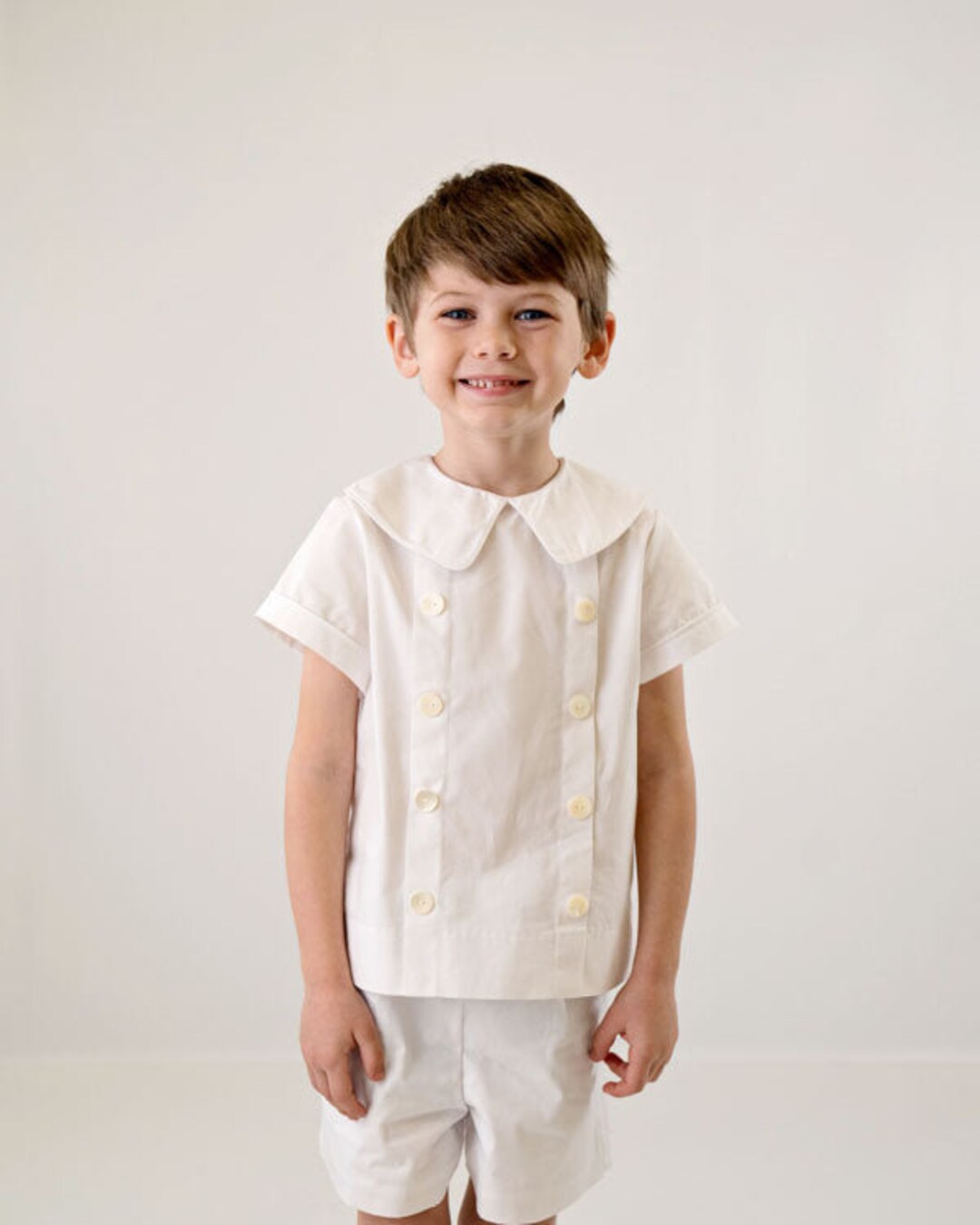 Heirloom Little Boys White Short Set Boy's Double Breasted Short Set in ...