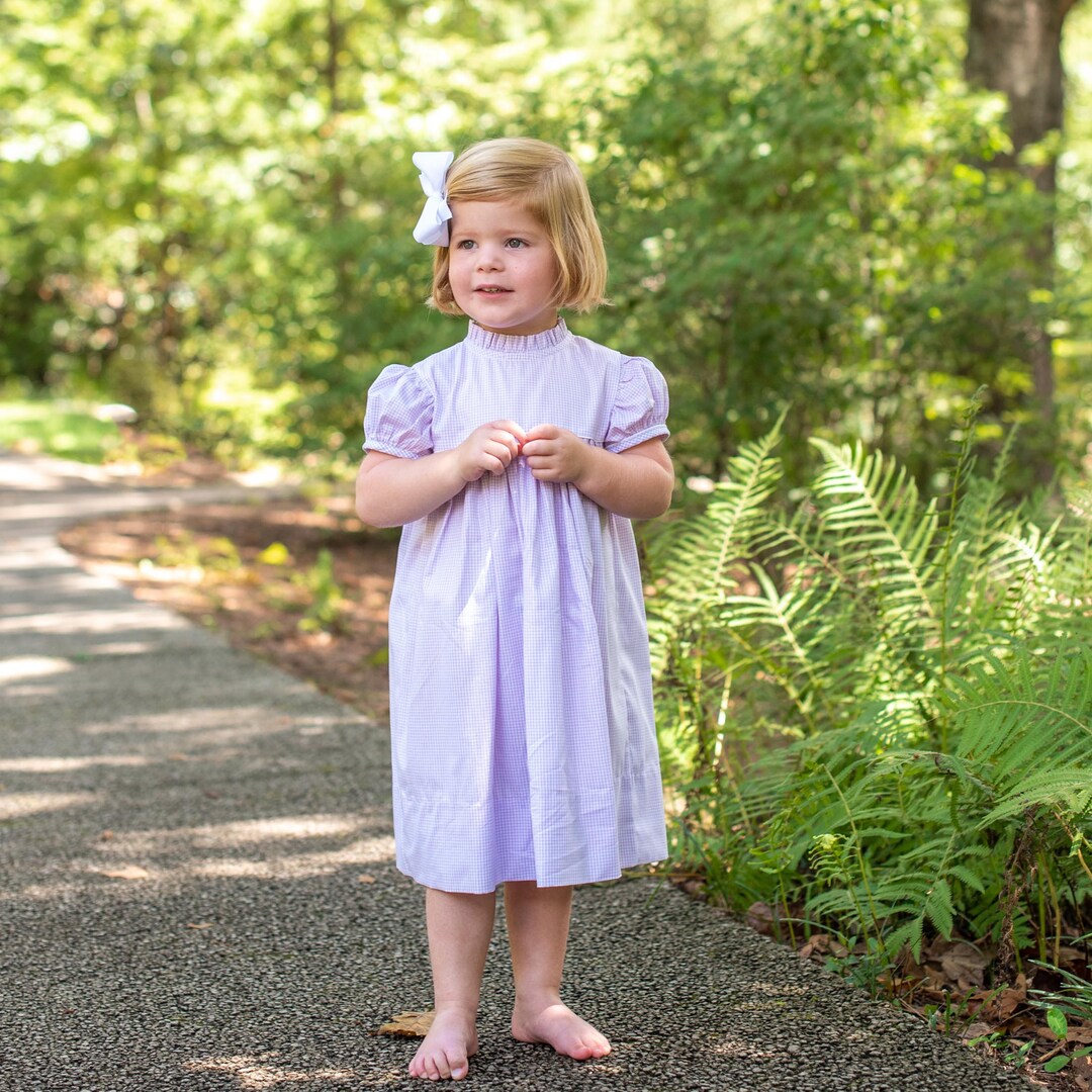 Little Girls Lilac Dress Ann Scott Yoke Dress in Lilac Windowpane - Etsy