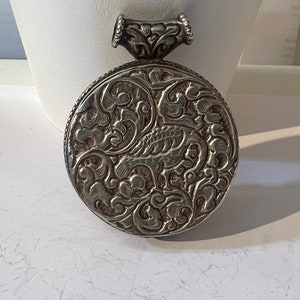 Old Tibetan Handmade Silver Engraved Symbols Pendant With Turquoise ...