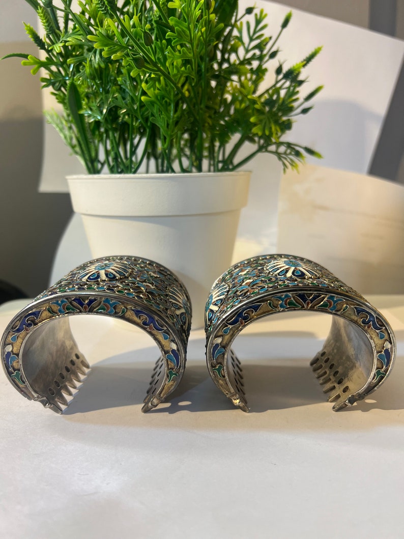 BEAUTIFUL Handmade Old Persian Silver and Enamel Bracelets - Etsy