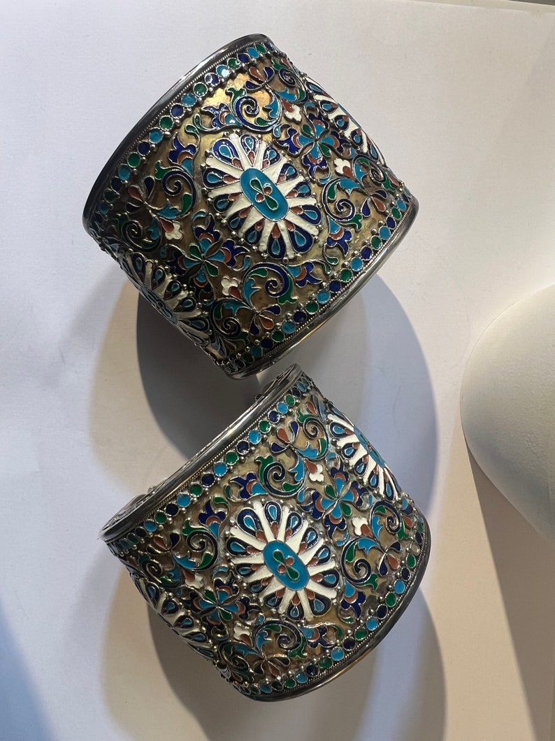 BEAUTIFUL Handmade Old Persian Silver and Enamel Bracelets - Etsy