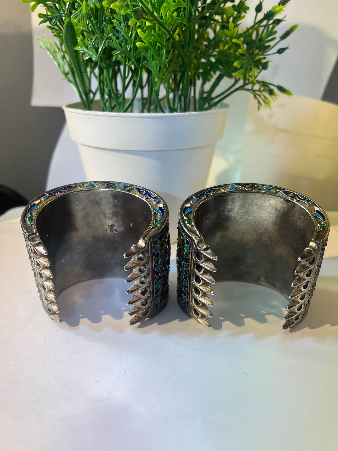 BEAUTIFUL Handmade Old Persian Silver and Enamel Bracelets - Etsy