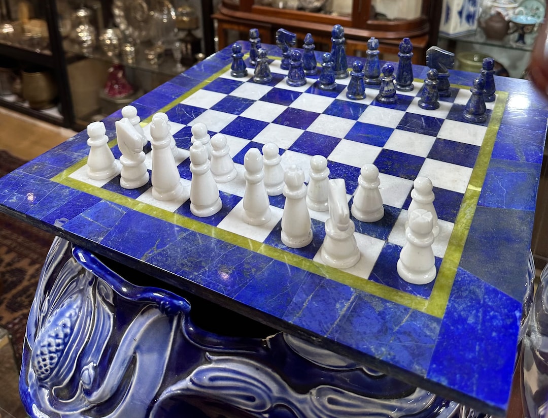 Beautiful Lapis Lazuli and Marble Chess Set - Etsy