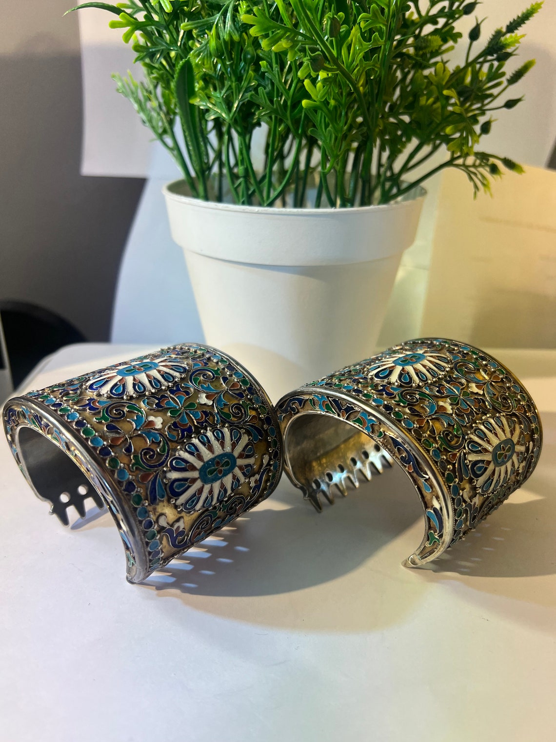 BEAUTIFUL Handmade Old Persian Silver and Enamel Bracelets - Etsy